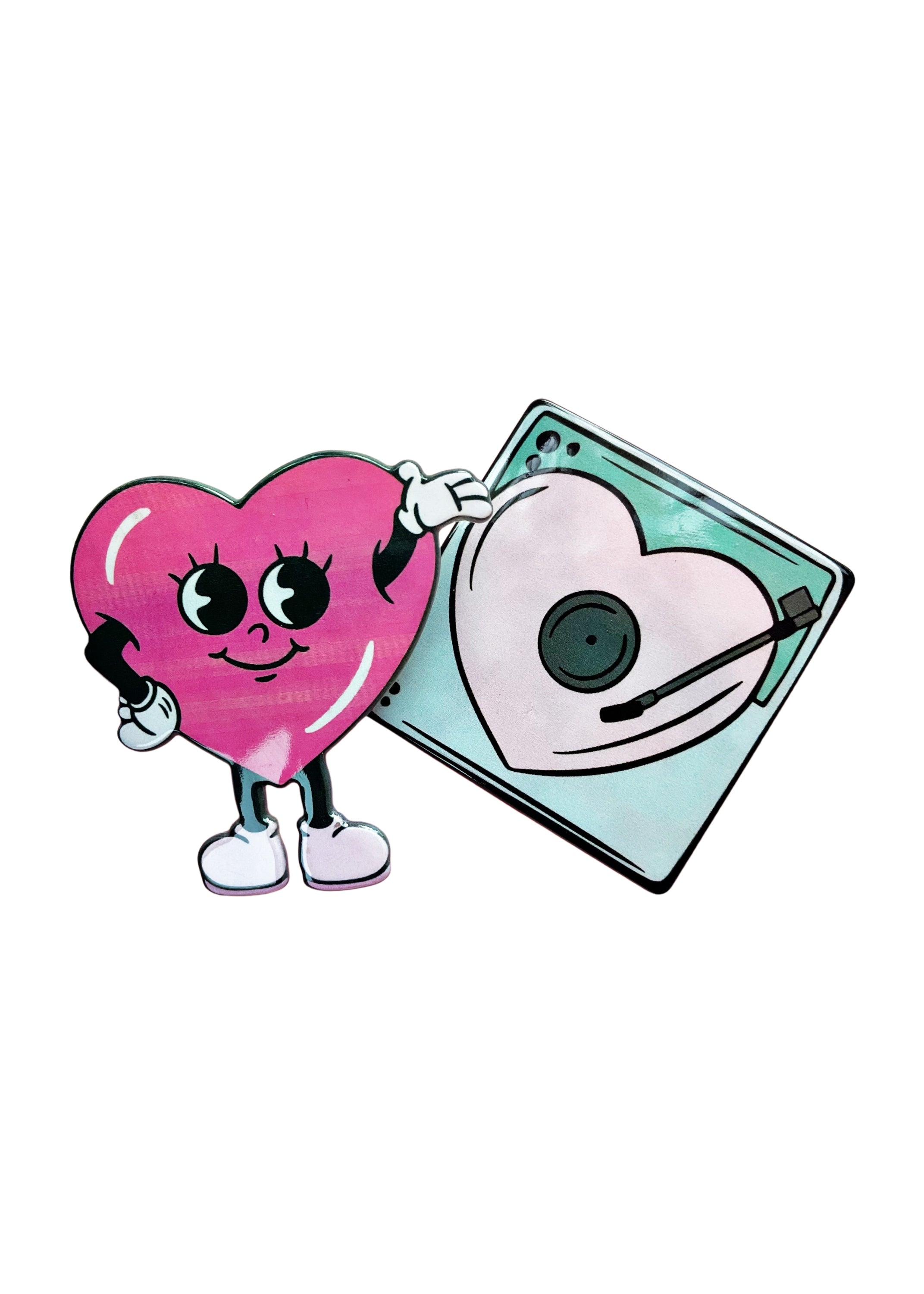 Retro Heart Character & Record Player Hair Clip Set – ModCloth